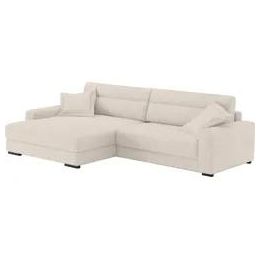 Ecksofa Inosign "Marcello DuraFlex" Sofas Gr. B/H/T: 310cm x 90cm x 184cm, Cord, Bettfunktion rechts-Recamiere links, beige (stripes 8622 narur) EasyBett, Bettkasten, Kaltschaumpolsterung, bis 140 kg belastbar