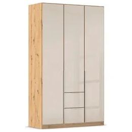 Drehtürenschrank Rauch "Kleiderschrank Kleiderschränke Schrank Garderobe AGORDO mit Glasfront" Schränke Gr. B/H/T: 136cm x 229cm x 54cm, 3 St., beige (eiche artisan/glas champagner) mit Außenschubkästen, in 6 Breiten und 2 Höhen MADE IN GERMANY