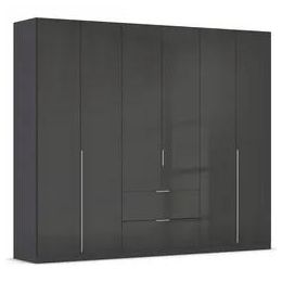 Drehtürenschrank Rauch "Kleiderschrank Schrank Garderobe AGORDO mit Dekor- oder Hochglanzfront" Schränke Gr. B/H/T: 271 cm x 229 cm x 54 cm, 6 St., grau (graumetallic, hochglanz effektgrau) mit Außenschubkästen, in 6 Breiten und 2 Höhen MADE IN GERMANY