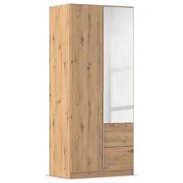 Drehtürenschrank Rauch "Kleiderschrank Schrank Garderobe AGORDO mit Dekor- oder Hochglanzfront" Schränke Gr. B/H/T: 91cm x 210cm x 54cm, 2 St., braun (eiche artisan) mit Außenschubkästen, in 6 Breiten und 2 Höhen MADE IN GERMANY