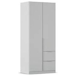 Drehtürenschrank Rauch "Kleiderschrank Schrank Garderobe AGORDO mit Dekor- oder Hochglanzfront" Schränke Gr. B/H/T: 91 cm x 210 cm x 54 cm, 2 St., grau (seidengrau) mit Außenschubkästen, in 6 Breiten und 2 Höhen MADE IN GERMANY