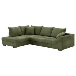 Ecksofa Inosign "Allegro DuraFlex, L-Form" Sofas Gr. B/H/T: 303 cm x 86 cm x 202 cm, Microfaser, Ottomane links, grün (memphis 12 green) Hochschläfer-Bettauszug, Kaltschaumpolsterung, bis 140 kg belastbar