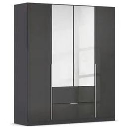 Drehtürenschrank Rauch "Kleiderschrank Schrank Garderobe AGORDO mit Dekor- oder Hochglanzfront" Schränke Gr. B/H/T: 181cm x 210cm x 54cm, 4 St., grau (graumetallic/hochglanz effektgrau) mit Außenschubkästen, in 6 Breiten und 2 Höhen MADE IN GERMANY