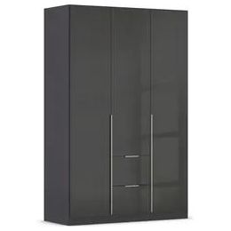 Drehtürenschrank Rauch "Kleiderschrank Schrank Garderobe AGORDO mit Dekor- oder Hochglanzfront" Schränke Gr. B/H/T: 136 cm x 210 cm x 54 cm, 3 St., grau (graumetallic, hochglanz effektgrau) mit Außenschubkästen, in 6 Breiten und 2 Höhen MADE IN GERMANY