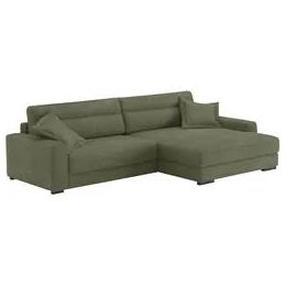 Ecksofa Inosign "Marcello" Sofas Gr. B/H/T: 310cm x 90cm x 184cm, Cord, Bettfunktion links-Recamiere rechts, grün (stripes 8641 green) inklusive EasyBett und Bettkasten