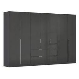 Drehtürenschrank Rauch "Kleiderschrank Schrank Garderobe AGORDO mit Dekor- oder Hochglanzfront" Schränke Gr. B/H/T: 315cm x 210cm x 54cm, 7 St., grau (graumetallic/hochglanz effektgrau) mit Außenschubkästen, in 6 Breiten und 2 Höhen MADE IN GERMANY