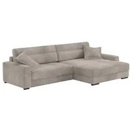 Ecksofa Inosign "Marcello DuraFlex" Sofas Gr. B/H/T: 310cm x 90cm x 184cm, Velours, Bettfunktion links-Recamiere rechts, grau (dolce 4 taupe) EasyBett, Bettkasten, Kaltschaumpolsterung, bis 140 kg belastbar