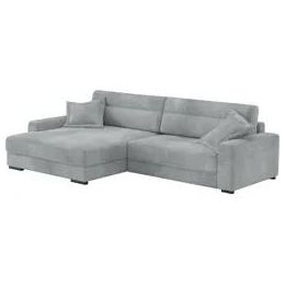 Ecksofa Inosign "Marcello DuraFlex" Sofas Gr. B/H/T: 310cm x 90cm x 184cm, Velours, Bettfunktion rechts-Recamiere links, silberfarben (dolce 14 silver) EasyBett, Bettkasten, Kaltschaumpolsterung, bis 140 kg belastbar