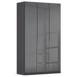 Drehtürenschrank Rauch "Kleiderschrank Kleiderschränke Schrank Garderobe AGORDO mit Glasfront" Schränke Gr. B/H/T: 136cm x 229cm x 54cm, 3 St., grau (graumetallic/glas basalt) mit Außenschubkästen, in 6 Breiten und 2 Höhen MADE IN GERMANY