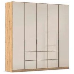 Drehtürenschrank Rauch "Kleiderschrank Kleiderschränke Schrank Garderobe AGORDO mit Glasfront" Schränke Gr. B/H/T: 226cm x 229cm x 54cm, 5 St., beige (eiche artisan/glas champagner) mit Außenschubkästen, in 6 Breiten und 2 Höhen MADE IN GERMANY