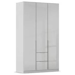 Drehtürenschrank Rauch "Kleiderschrank Kleiderschränke Schrank Garderobe AGORDO mit Glasfront" Schränke Gr. B/H/T: 136 cm x 229 cm x 54 cm, 3 St., grau (seidengrau, glas seidengrau) mit Außenschubkästen, in 6 Breiten und 2 Höhen MADE IN GERMANY