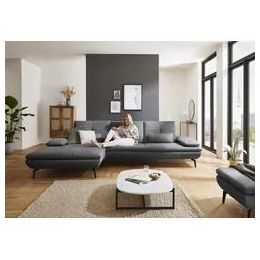 Ecksofa DIE PLANBAR "MP-IN23002 L-Form" Sofas Gr. B/H/T: 322cm x 93cm x 188cm, Ottomane links, ohne Armteilverstellung-ohne Sitztiefenverstellung, schwarz (cyber anthrazit) wahlweise mit Armteil- und Sitztiefenverstellung