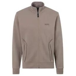 Sweatjacke BOSS Green "Skaz Mirror", Herren, Gr. L, braun (light, pastel grün334), Sweatware, Obermaterial: 88% Baumwolle, 12% Polyester, unifarben, casual, regular fit, Langarm Bündchen, Sweatjacken, feuchtigkeitsregulierend