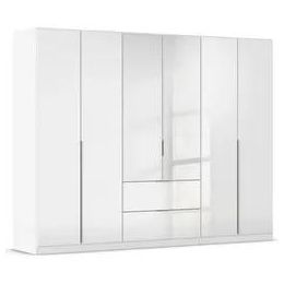 Drehtürenschrank Rauch "Kleiderschrank Kleiderschränke Schrank Garderobe AGORDO mit Glasfront" Schränke Gr. B/H/T: 271cm x 210cm x 54cm, 6 St., weiß (alpinweiß/glas kristallweiß) mit Außenschubkästen, in 6 Breiten und 2 Höhen MADE IN GERMANY