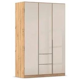 Drehtürenschrank Rauch "Kleiderschrank Kleiderschränke Schrank Garderobe AGORDO mit Glasfront" Schränke Gr. B/H/T: 136cm x 210cm x 54cm, 3 St., beige (eiche artisan/glas champagner) mit Außenschubkästen, in 6 Breiten und 2 Höhen MADE IN GERMANY