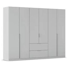 Drehtürenschrank Rauch "Kleiderschrank Schrank Garderobe AGORDO mit Dekor- oder Hochglanzfront" Schränke Gr. B/H/T: 271 cm x 210 cm x 54 cm, 6 St., grau (seidengrau) mit Außenschubkästen, in 6 Breiten und 2 Höhen MADE IN GERMANY