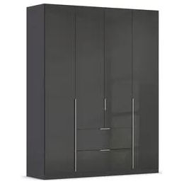 Drehtürenschrank Rauch "Kleiderschrank Schrank Garderobe AGORDO mit Dekor- oder Hochglanzfront" Schränke Gr. B/H/T: 181cm x 229cm x 54cm, 4 St., grau (graumetallic/hochglanz effektgrau) mit Außenschubkästen, in 6 Breiten und 2 Höhen MADE IN GERMANY