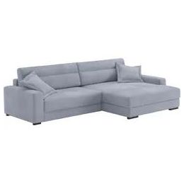 Ecksofa Inosign "Marcello DuraFlex" Sofas Gr. B/H/T: 310cm x 90cm x 184cm, Microfaser, Bettfunktion links-Recamiere rechts, blau (memphis 1676 blue grey) EasyBett, Bettkasten, Kaltschaumpolsterung, bis 140 kg belastbar