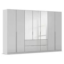 Drehtürenschrank Rauch "Kleiderschrank Kleiderschränke Schrank Garderobe AGORDO mit Glasfront" Schränke Gr. B/H/T: 315 cm x 210 cm x 54 cm, 7 St., grau (seidengrau, glas seidengrau) mit Außenschubkästen, in 6 Breiten und 2 Höhen MADE IN GERMANY