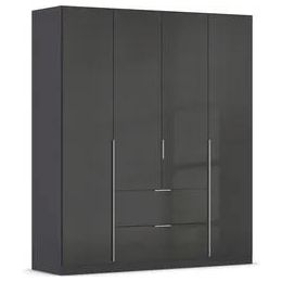 Drehtürenschrank Rauch "Kleiderschrank Schrank Garderobe AGORDO mit Dekor- oder Hochglanzfront" Schränke Gr. B/H/T: 181 cm x 210 cm x 54 cm, 4 St., grau (graumetallic, hochglanz effektgrau) mit Außenschubkästen, in 6 Breiten und 2 Höhen MADE IN GERMANY