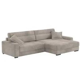 Ecksofa Inosign "Marcello" Sofas Gr. B/H/T: 310cm x 90cm x 184cm, Velours, Bettfunktion links-Recamiere rechts, grau (dolce 4 taupe) inklusive EasyBett und Bettkasten