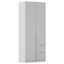 Drehtürenschrank Rauch "Kleiderschrank Schrank Garderobe AGORDO mit Dekor- oder Hochglanzfront" Schränke Gr. B/H/T: 91 cm x 229 cm x 54 cm, 2 St., grau (seidengrau) mit Außenschubkästen, in 6 Breiten und 2 Höhen MADE IN GERMANY