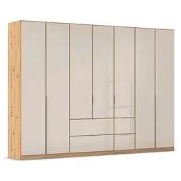 Drehtürenschrank Rauch "Kleiderschrank Kleiderschränke Schrank Garderobe AGORDO mit Glasfront" Schränke Gr. B/H/T: 315cm x 229cm x 54cm, 7 St., beige (eiche artisan/glas champagner) mit Außenschubkästen, in 6 Breiten und 2 Höhen MADE IN GERMANY