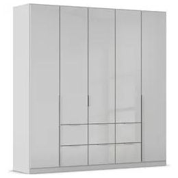 Drehtürenschrank Rauch "Kleiderschrank Kleiderschränke Schrank Garderobe AGORDO mit Glasfront" Schränke Gr. B/H/T: 226 cm x 229 cm x 54 cm, 5 St., grau (seidengrau, glas seidengrau) mit Außenschubkästen, in 6 Breiten und 2 Höhen MADE IN GERMANY