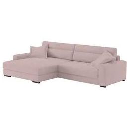 Ecksofa Inosign "Marcello" Sofas Gr. B/H/T: 310cm x 90cm x 184cm, Cord, Bettfunktion rechts-Recamiere links, rosa (stripes 8626 flamingo) inklusive EasyBett und Bettkasten