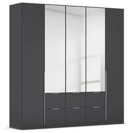 Drehtürenschrank Rauch "Kleiderschrank Schrank Garderobe AGORDO mit Dekor- oder Hochglanzfront" Schränke Gr. B/H/T: 226cm x 229cm x 54cm, 5 St., grau (graumetallic) mit Außenschubkästen, in 6 Breiten und 2 Höhen MADE IN GERMANY