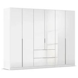 Drehtürenschrank Rauch "Kleiderschrank Kleiderschränke Schrank Garderobe AGORDO mit Glasfront", weiß (alpinweiß, glas kristallweiß), B:271cm H:210cm T:54cm, Holzwerkstoff, Schränke, mit Außenschubkästen, in 6 Breiten und 2 Höhen MADE IN GERMANY