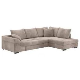 Ecksofa Inosign "Allegro DuraFlex, L-Form" Sofas Gr. B/H/T: 303cm x 86cm x 202cm, Velours, Ottomane rechts, grau (dolce 4 taupe) Hochschläfer-Bettauszug, Kaltschaumpolsterung, bis 140 kg belastbar