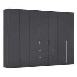 Drehtürenschrank Rauch "Kleiderschrank Schrank Garderobe AGORDO mit Dekor- oder Hochglanzfront" Schränke Gr. B/H/T: 315 cm x 229 cm x 54 cm, 7 St., grau (graumetallic) mit Außenschubkästen, in 6 Breiten und 2 Höhen MADE IN GERMANY