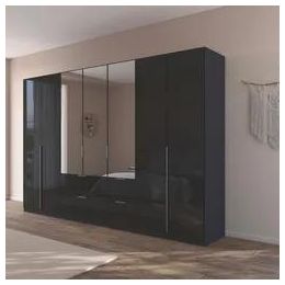 Drehtürenschrank Rauch "Kleiderschrank Schrank Garderobe AGORDO mit Dekor- oder Hochglanzfront" Schränke Gr. B/H/T: 315cm x 210cm x 54cm, 7 St., grau (graumetallic/hochglanz effektgrau) mit Außenschubkästen, in 6 Breiten und 2 Höhen MADE IN GERMANY