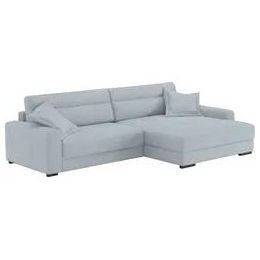 Ecksofa Inosign "Marcello DuraFlex" Sofas Gr. B/H/T: 310cm x 90cm x 184cm, Cord, Bettfunktion links-Recamiere rechts, blau (stripes 8624 blue grey) EasyBett, Bettkasten, Kaltschaumpolsterung, bis 140 kg belastbar