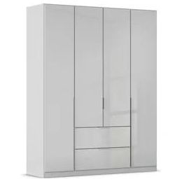 Drehtürenschrank Rauch "Kleiderschrank Kleiderschränke Schrank Garderobe AGORDO mit Glasfront" Schränke Gr. B/H/T: 181 cm x 229 cm x 54 cm, 4 St., grau (seidengrau, glas seidengrau) mit Außenschubkästen, in 6 Breiten und 2 Höhen MADE IN GERMANY