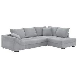 Ecksofa Inosign "Allegro DuraFlex, L-Form" Sofas Gr. B/H/T: 303cm x 86cm x 202cm, Microfaser, Ottomane rechts, grau (memphis 45 grau) Hochschläfer-Bettauszug, Kaltschaumpolsterung, bis 140 kg belastbar