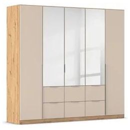 Drehtürenschrank Rauch "Kleiderschrank Schrank Garderobe AGORDO mit Dekor- oder Hochglanzfront" Schränke Gr. B/H/T: 226cm x 210cm x 54cm, 5 St., braun (eiche artisan/champagner) mit Außenschubkästen, in 6 Breiten und 2 Höhen MADE IN GERMANY