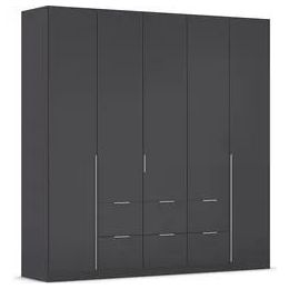 Drehtürenschrank Rauch "Kleiderschrank Schrank Garderobe AGORDO mit Dekor- oder Hochglanzfront" Schränke Gr. B/H/T: 226 cm x 229 cm x 54 cm, 5 St., grau (graumetallic) mit Außenschubkästen, in 6 Breiten und 2 Höhen MADE IN GERMANY