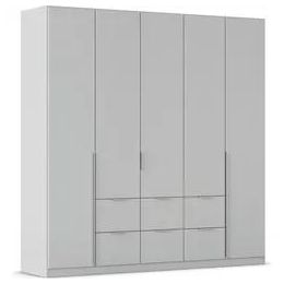 Drehtürenschrank Rauch "Kleiderschrank Schrank Garderobe AGORDO mit Dekor- oder Hochglanzfront" Schränke Gr. B/H/T: 226 cm x 229 cm x 54 cm, 5 St., grau (seidengrau) mit Außenschubkästen, in 6 Breiten und 2 Höhen MADE IN GERMANY