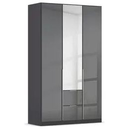 Drehtürenschrank Rauch "Kleiderschrank Kleiderschränke Schrank Garderobe AGORDO mit Glasfront" Schränke Gr. B/H/T: 136cm x 229cm x 54cm, 3 St., grau (graumetallic/glas basalt) mit Außenschubkästen, in 6 Breiten und 2 Höhen MADE IN GERMANY