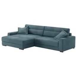 Ecksofa Inosign "Marcello DuraFlex" Sofas Gr. B/H/T: 310cm x 90cm x 184cm, Microfaser, Bettfunktion rechts-Recamiere links, blau (memphis 13 petrol) EasyBett, Bettkasten, Kaltschaumpolsterung, bis 140 kg belastbar