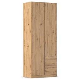 Drehtürenschrank Rauch "Kleiderschrank Schrank Garderobe AGORDO mit Dekor- oder Hochglanzfront" Schränke Gr. B/H/T: 91cm x 229cm x 54cm, 2 St., braun (eiche artisan) mit Außenschubkästen, in 6 Breiten und 2 Höhen MADE IN GERMANY