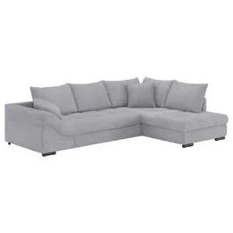 Ecksofa Inosign "Allegro DuraFlex, L-Form" Sofas Gr. B/H/T: 303cm x 86cm x 202cm, Cord, Ottomane rechts, grau (stripes 8637 warm grey) Hochschläfer-Bettauszug, Kaltschaumpolsterung, bis 140 kg belastbar