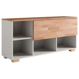 Lowboard Home Affaire "Citra teilmassiv", grau (kernbuche und grau), B:130cm H:60cm T:35cm, Massivholz, FSC-zertifizierter Holzwerkstoff, Sideboards, Höhe 45cm,moderne grifflose Optik mit push to open Funktion