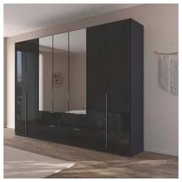 Drehtürenschrank Rauch "Kleiderschrank Schrank Garderobe AGORDO mit Dekor- oder Hochglanzfront" Schränke Gr. B/H/T: 315 cm x 229 cm x 54 cm, 7 St., grau (graumetallic, hochglanz effektgrau) mit Außenschubkästen, in 6 Breiten und 2 Höhen MADE IN GERMANY