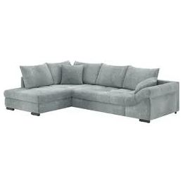 Ecksofa Inosign "Allegro DuraFlex, L-Form" Sofas Gr. B/H/T: 303cm x 86cm x 202cm, Velours, Ottomane links, silberfarben (dolce 14 silver) Hochschläfer-Bettauszug, Kaltschaumpolsterung, bis 140 kg belastbar