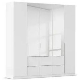 Drehtürenschrank Rauch "Kleiderschrank Schrank Garderobe AGORDO mit Dekor- oder Hochglanzfront" Schränke Gr. B/H/T: 226cm x 229cm x 54cm, 5 St., weiß (alpinweiß) mit Außenschubkästen, in 6 Breiten und 2 Höhen MADE IN GERMANY