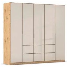 Drehtürenschrank Rauch "Kleiderschrank Kleiderschränke Schrank Garderobe AGORDO mit Glasfront" Schränke Gr. B/H/T: 226cm x 210cm x 54cm, 5 St., beige (eiche artisan/glas champagner) mit Außenschubkästen, in 6 Breiten und 2 Höhen MADE IN GERMANY