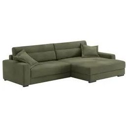 Ecksofa Inosign "Marcello DuraFlex" Sofas Gr. B/H/T: 310cm x 90cm x 184cm, Microfaser, Bettfunktion links-Recamiere rechts, grün (memphis 12 green) EasyBett, Bettkasten, Kaltschaumpolsterung, bis 140 kg belastbar